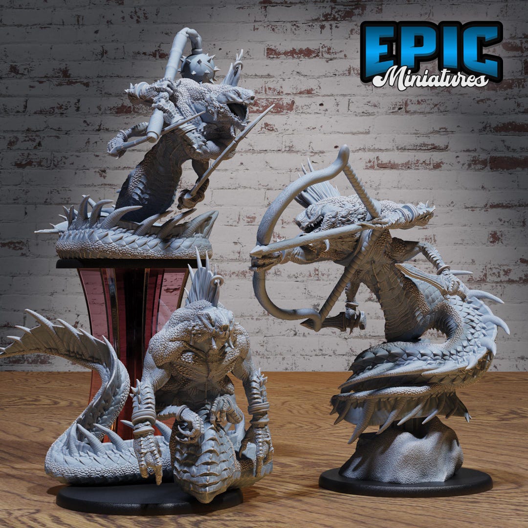 Naga Savages Miniature Set | 28mm Scale Primal Serpent Warriors for Dnd ...