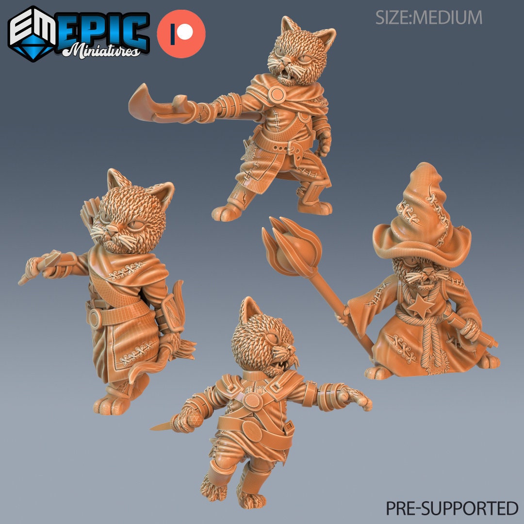 Catfolk Set Miniatures by Epic Miniature Dnd, Dungeon and Dragon Mini ...