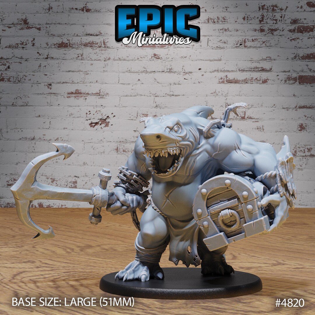 Sharkman Miniature | 28mm Scale Ferocious Aquatic Warrior for Dnd ...