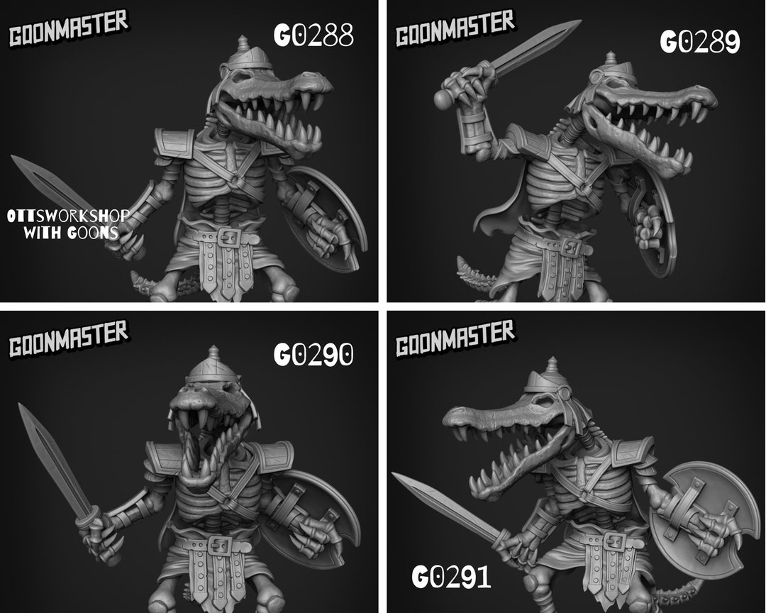 Skeleton Crocodile Warriors by Goon Miniatures for Dungeons and Dragons ...