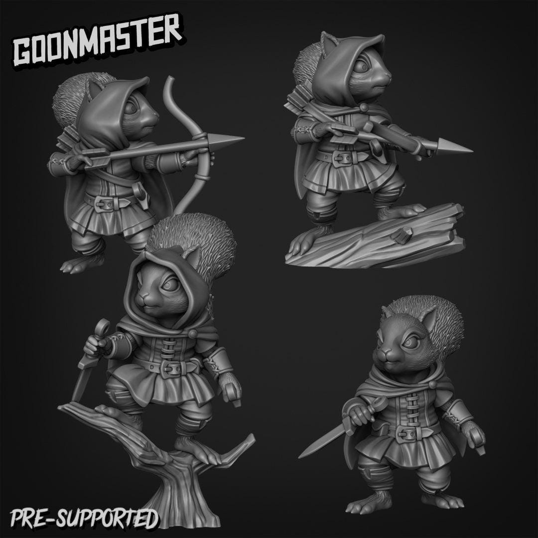 Squirrel Ranger Miniature, by Goons Dnd, Dungeon and Dragon Mini ...