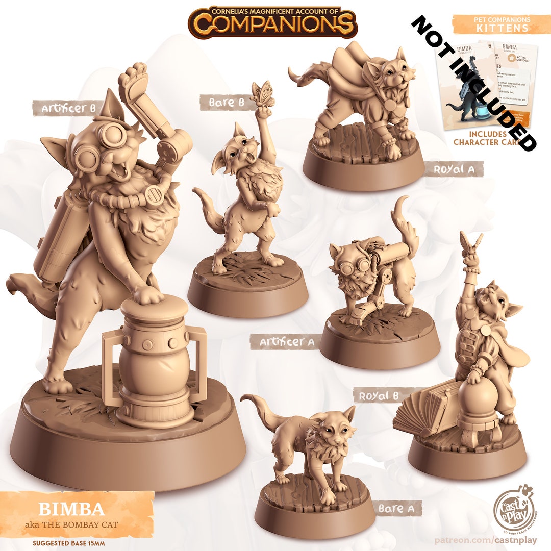 Bombay Cat Companion Miniature | 28mm-32mm | 3D Printed Resin Cat ...