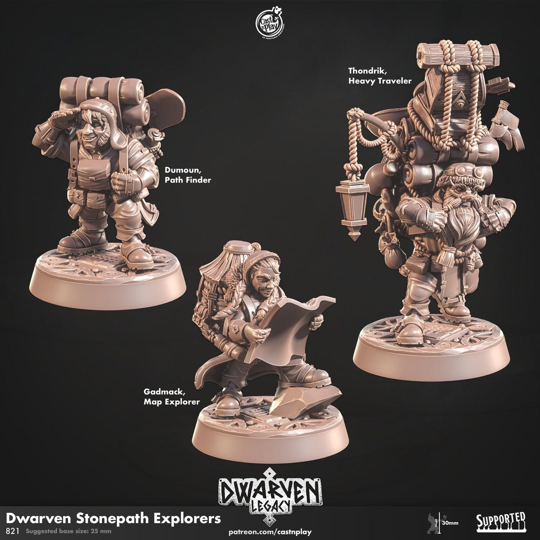 Dwarven Stonepath Explorers Miniatures | 28mm-32mm | 3D Printed Resin ...