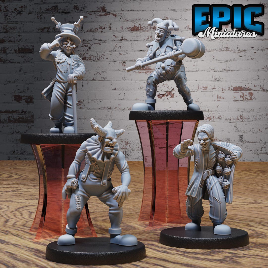 Circus Clowns Miniature Set | 28mm-32mm | Resin 3D Printed Clown Npcs ...