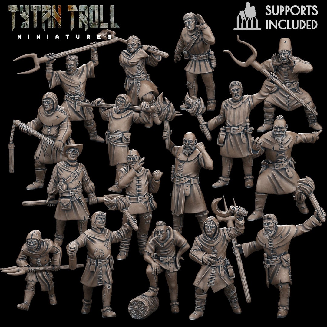 32mm, the Massive Village Mob Bundle 1 and 2, Medium Miniatures ...