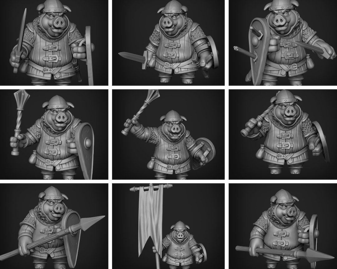 Pigfolk Guard Miniature Set, D&D Tabletop RPG, 28/32mm - Etsy UK
