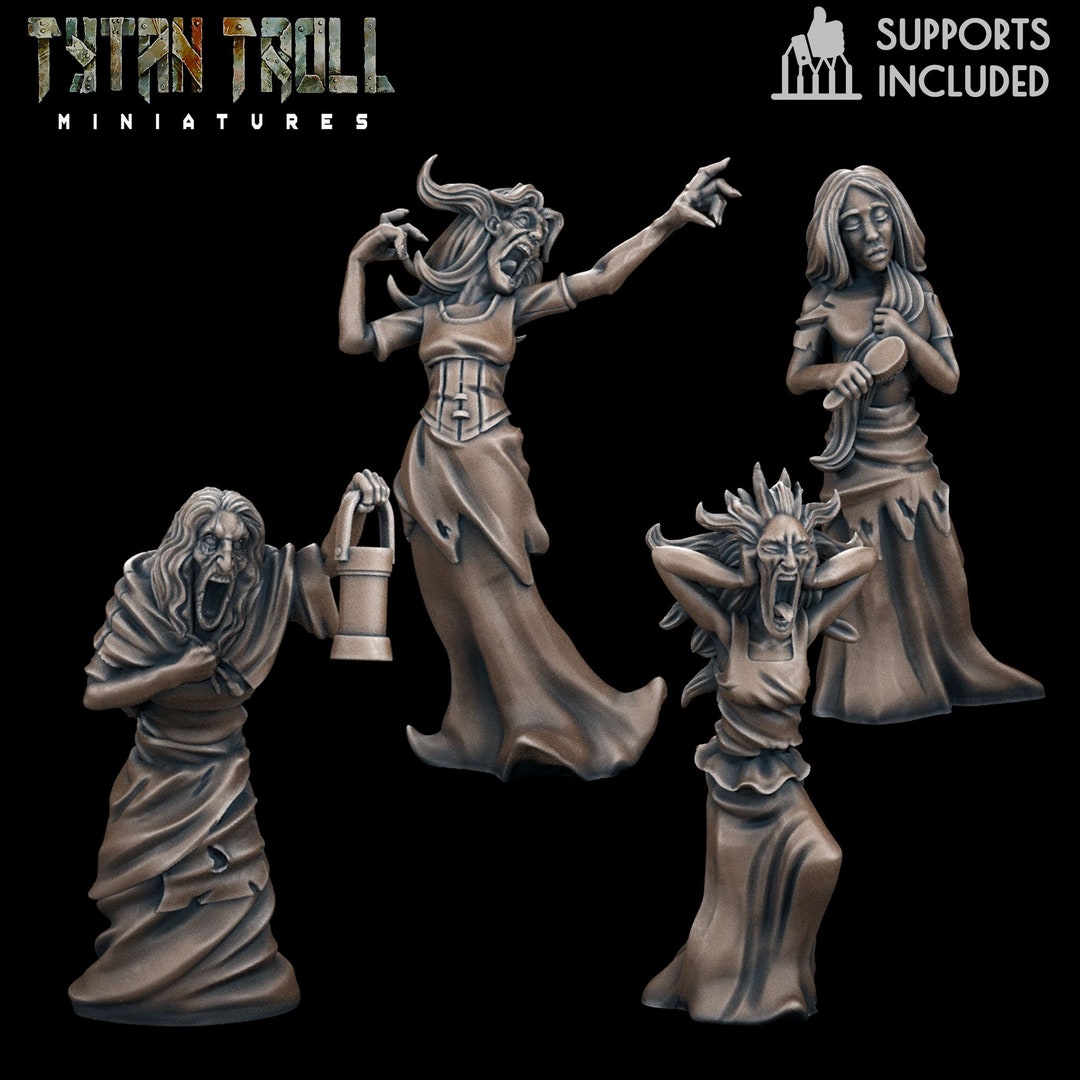Banshee and Ghost Miniatures Pack | 28mm-32mm | Resin 3D Printed Undead ...