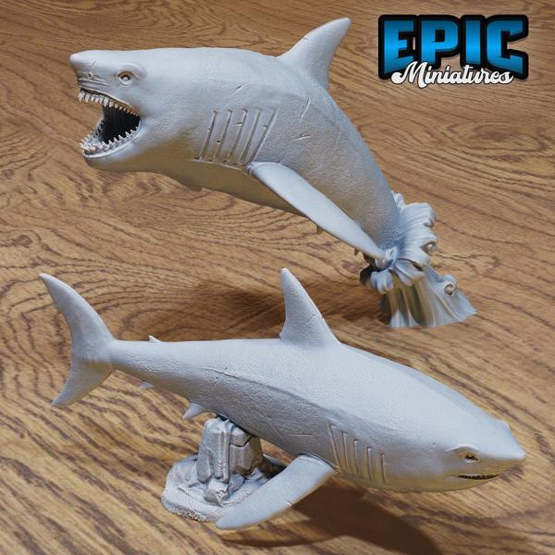 Great White Shark Miniature | 28mm Dnd Sea Monster | Pathfinder Ocean ...