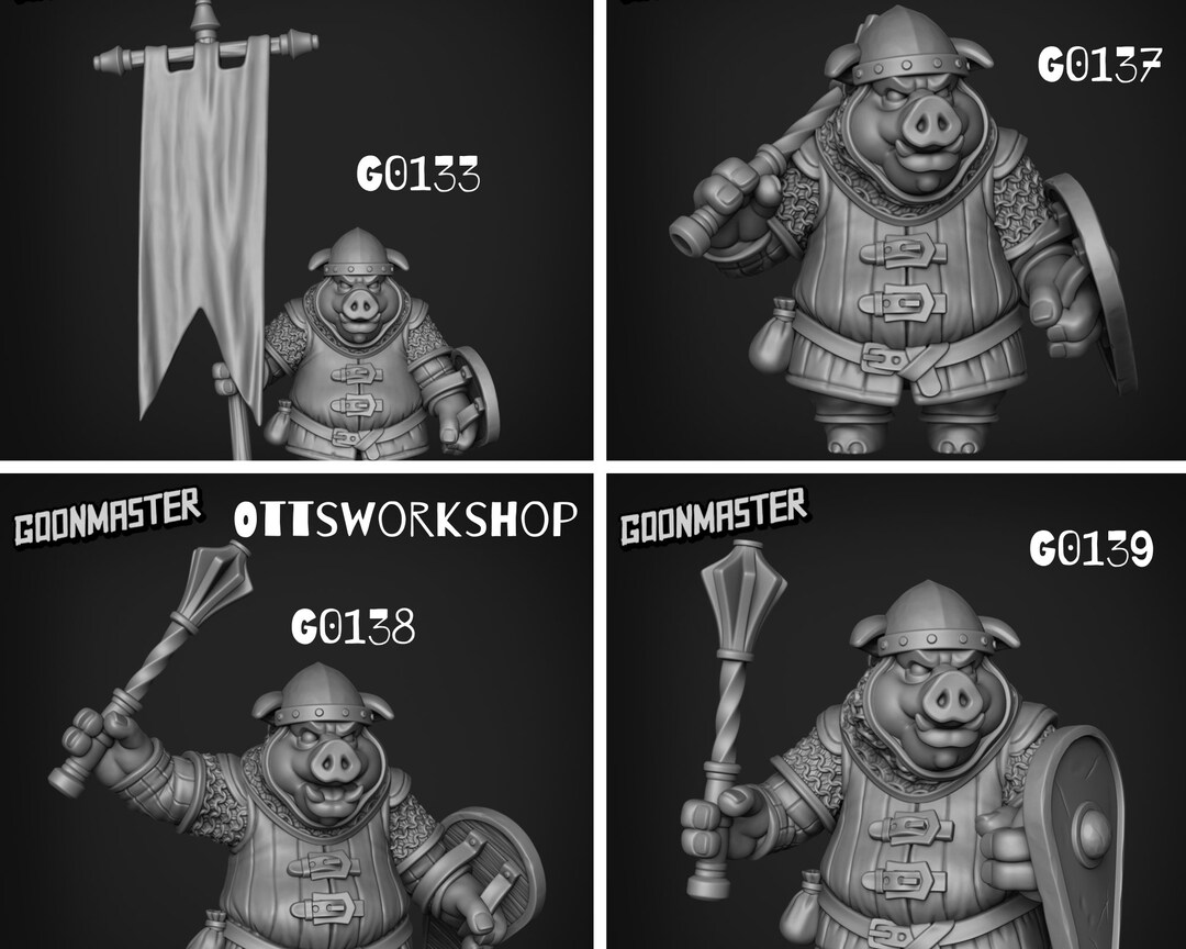 Pigfolk Fighter Miniature Set, D&D Tabletop RPG - Etsy