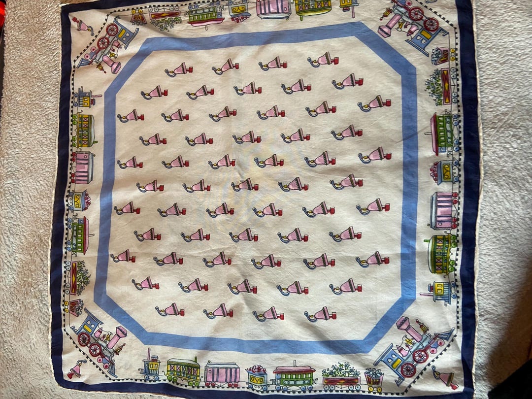 Vintage Train Themed Scarf or Pocket Square - Etsy