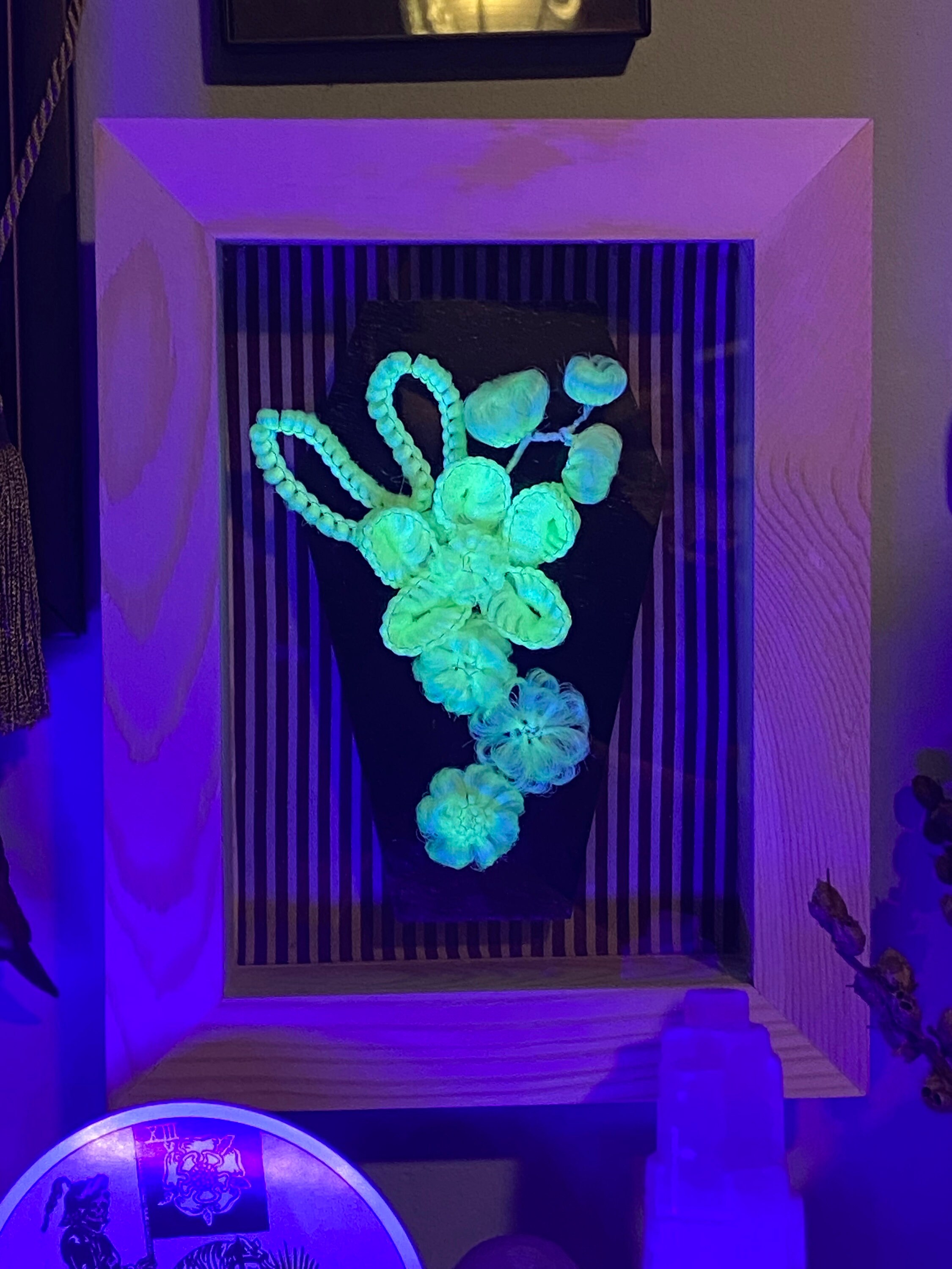 Victorian Inspired “ghost Hair” Flowers on “floating” Wooden Coffin Shadowbox - Etsy