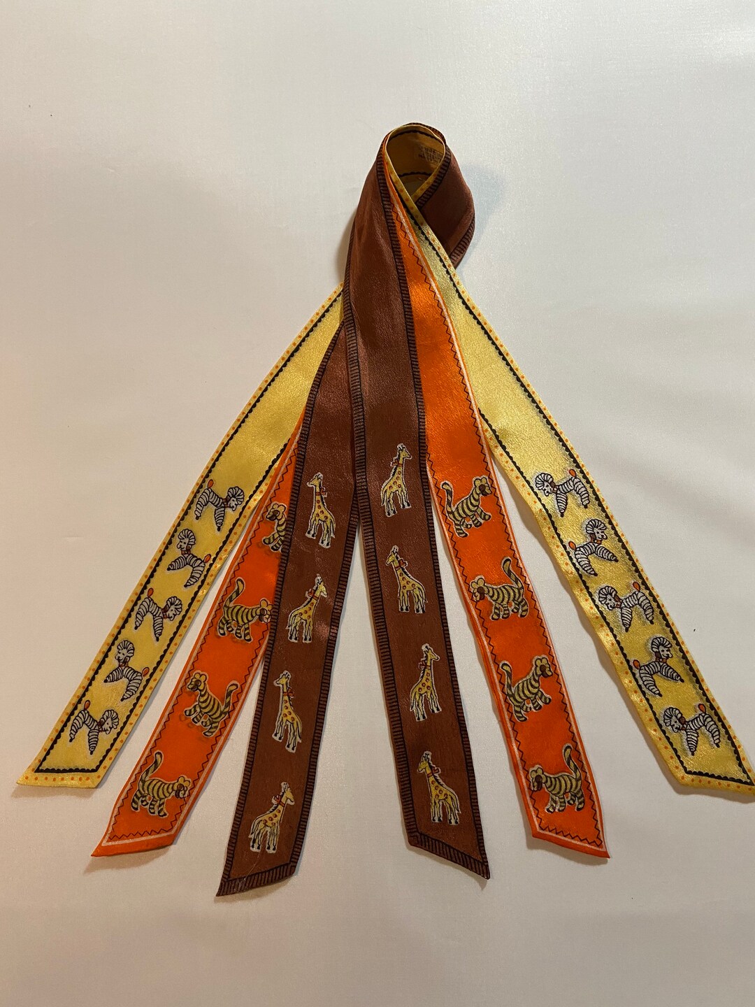 Mid-century Silk Tri Tie “wild Animals” - Etsy