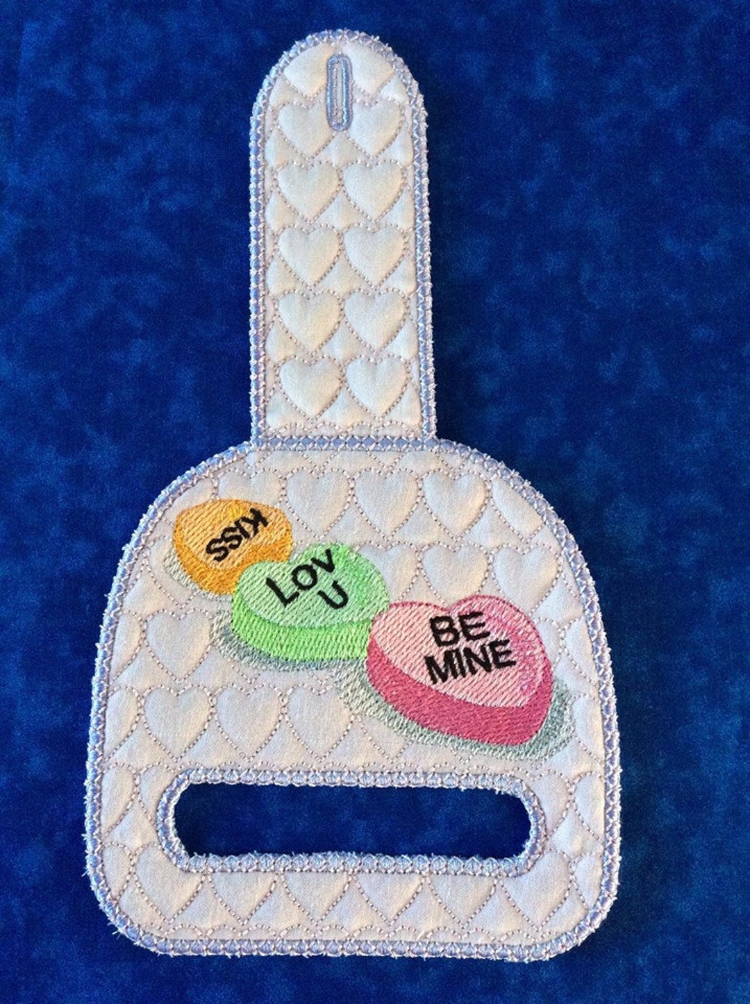 In the Hoop Conversation Hearts Towel Holder Applique Embroidery Design ...