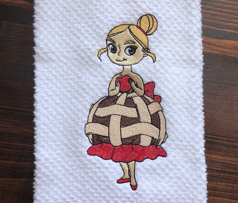 Apple Pie Cutie girl Embroidery Design Sizes Available 6x10 - Etsy