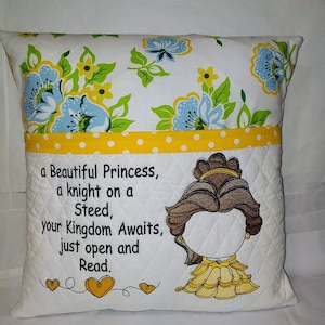 Fairy Tale Belle W/princess Saying Sketch Filled Embroidery Design ...