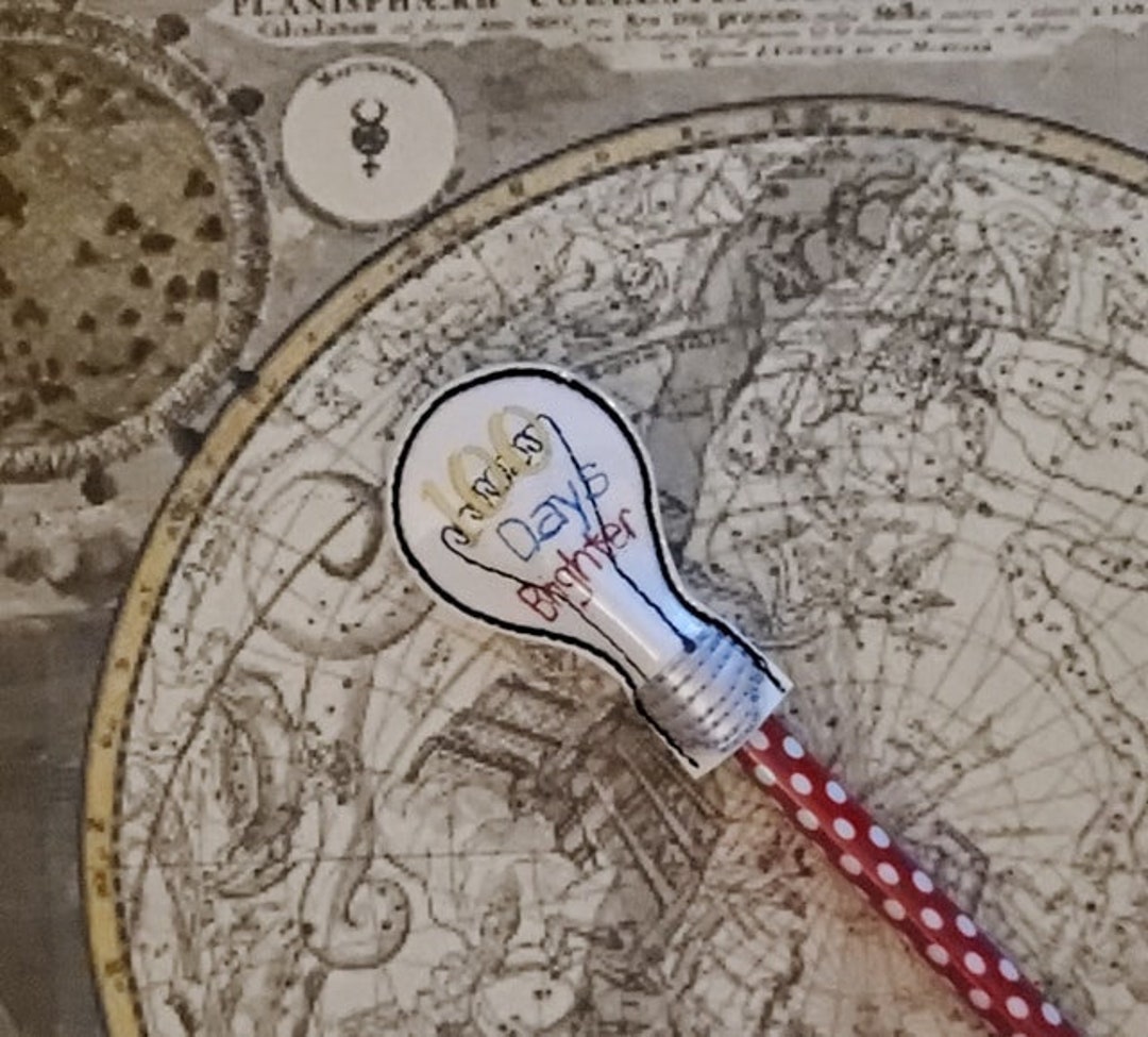 In the Hoop 100 Days Brighter Light Bulb Pencil Topper Applique ...