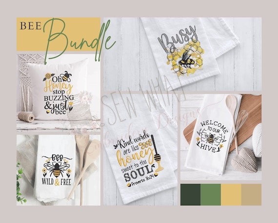 Set of 5 Bee Bundle Sketch Embroidery Designs Available Sizes - Etsy