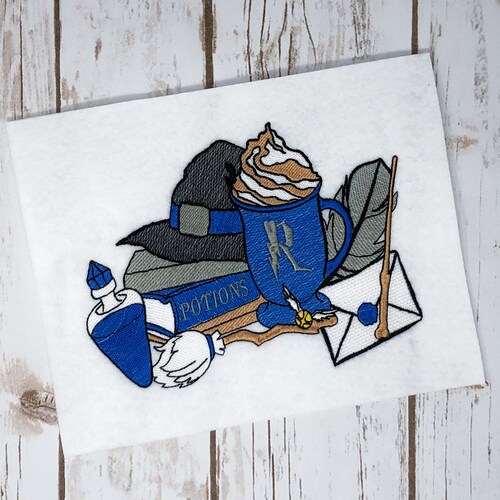 Red Wizard Books With Broom Wand and Potion Sketch Filled | Etsy