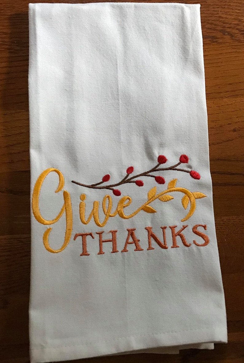 Give Thanks Embroidery Design- Available Sizes 8x12 6x10 5x7 4x4 ...