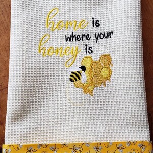 Home is Where Your Honey is With Honey Bee and Honeycomb Embroidery ...