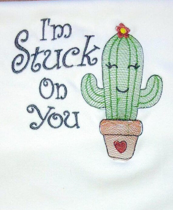 Stuck on You Cactus Embroidery Design Available in Sizes 6x10 | Etsy