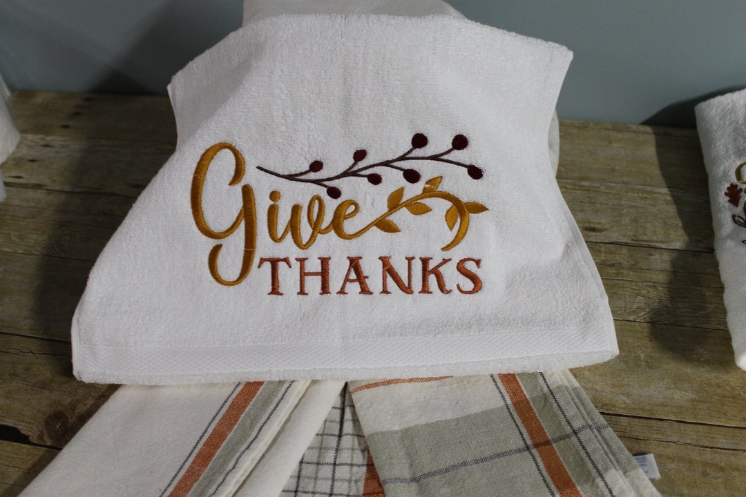 Give Thanks Embroidery Design- Available Sizes 8x12 6x10 5x7 4x4 ...
