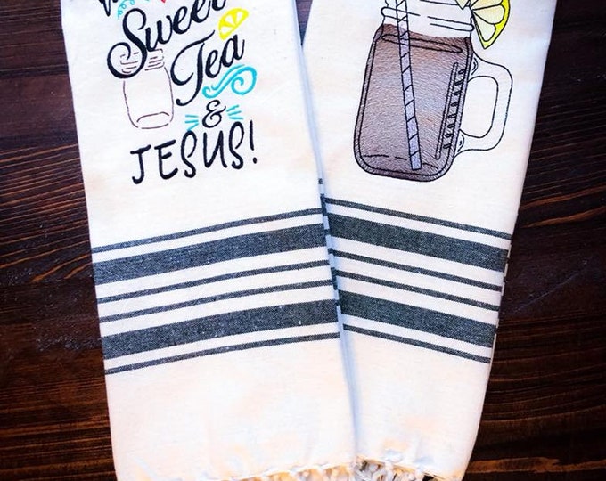 Raised on Sweet Tea & Jesus and Sweet Tea Mason Jar Embroidery Design ...