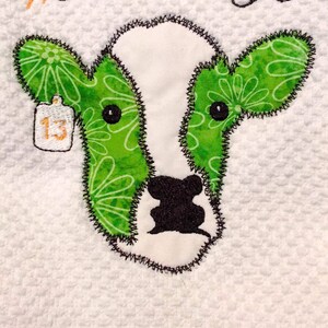 Barn Life Applique Cow Embroidery Design- Sizes Available 4x4 5x7 6x10 ...