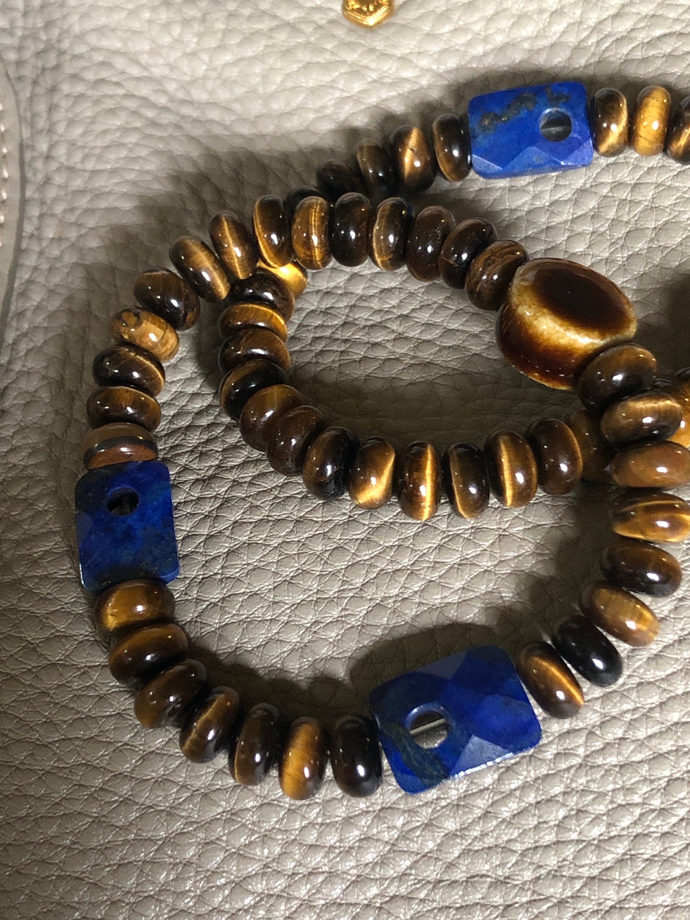 Tigers Eye & Lapis Lazuli Bracelets With Kazuri Beads! - Etsy