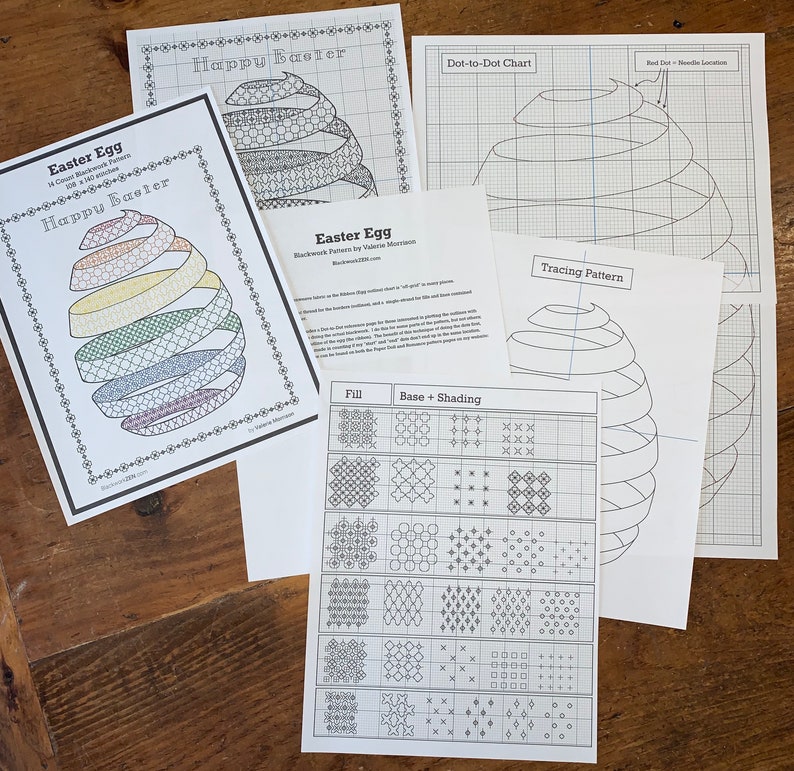 Happy Easter Blackwork Needlework Pattern | Etsy