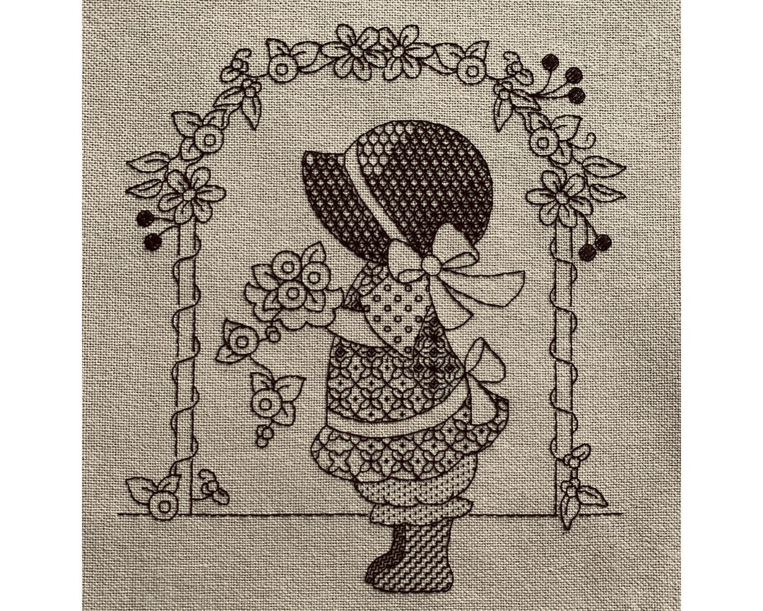 Blackwork Bouquet 14 Count Blackwork Pattern, Needlework Flowers Arbor ...