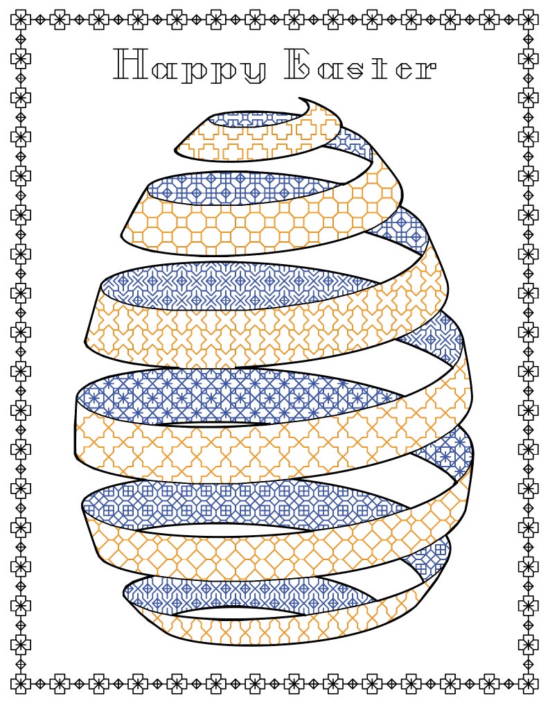 Happy Easter Blackwork Needlework Pattern | Etsy