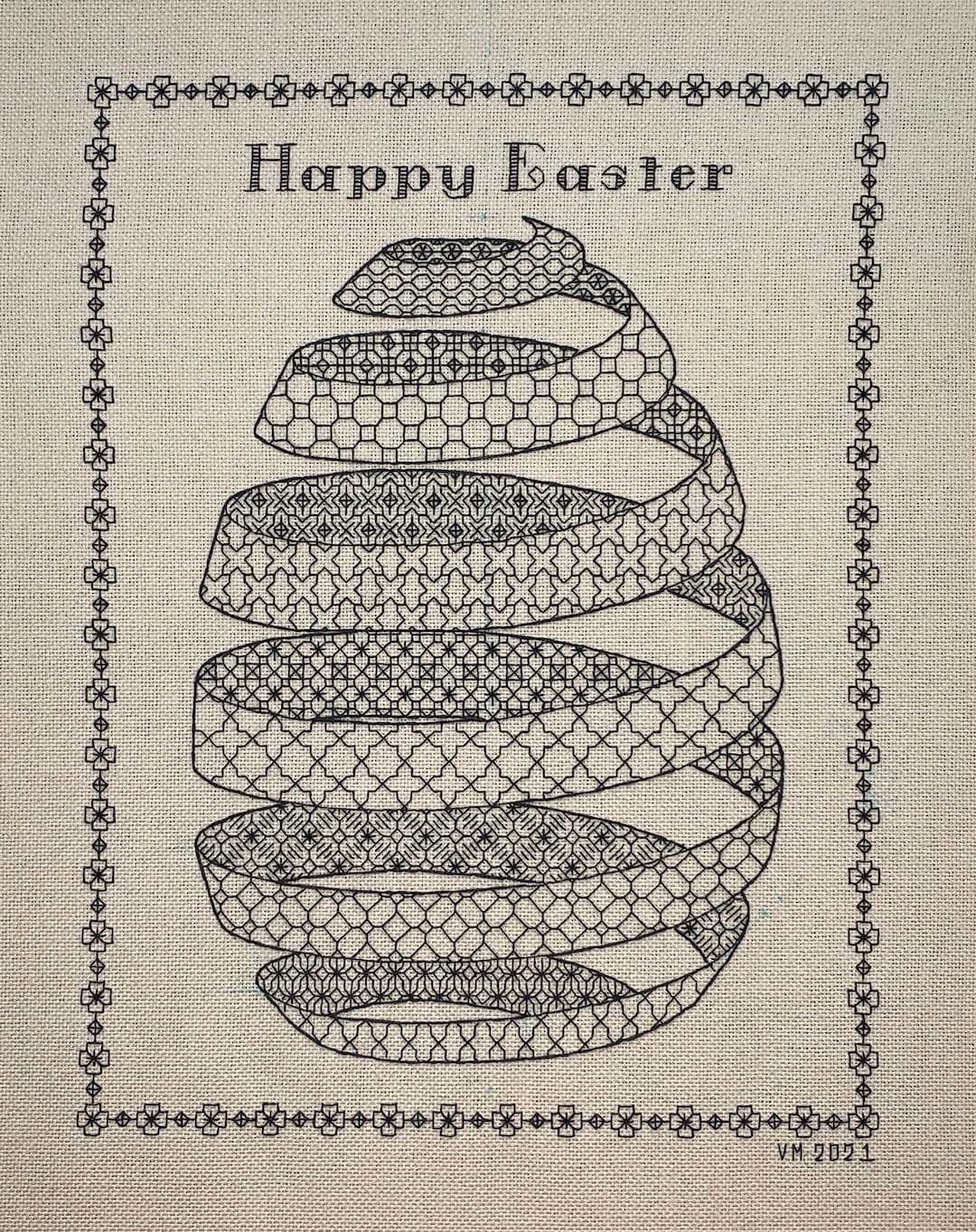 Happy Easter Blackwork Needlework Pattern - Etsy