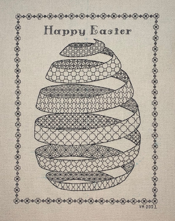 Happy Easter Blackwork Needlework Pattern | Etsy