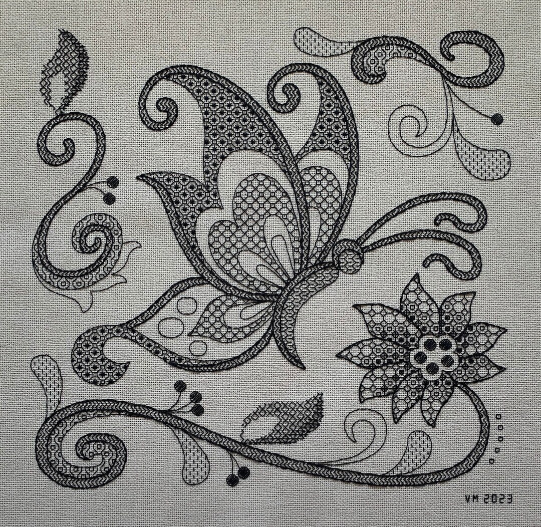 Whimsy Butterfly 14 Count Blackwork Pattern, Needlework Butterfly - Etsy