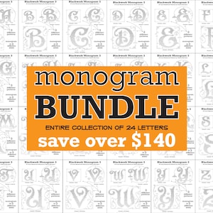 Blackwork Monogram Alphabet Bundle Letters A to Z - Etsy