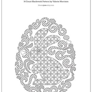 Blackwork Easter Egg 14 Count Blackwork Pattern, Needlework Easter Bunny - Etsy