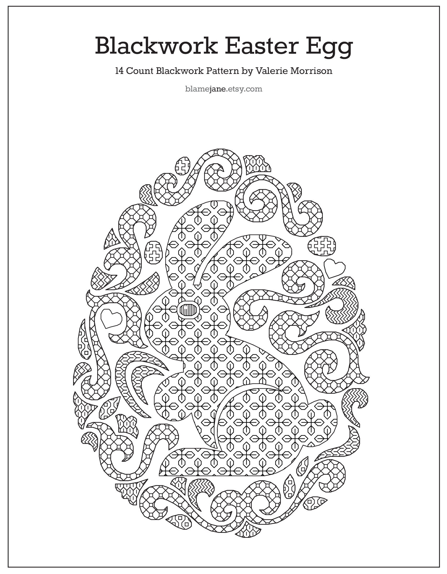 Blackwork Easter Egg 14 Count Blackwork Pattern, Needlework Easter Bunny - Etsy