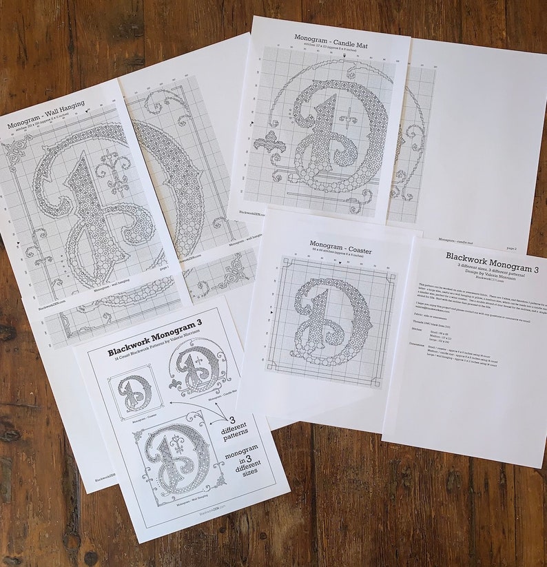 Blackwork Monogram Alphabet Bundle Letters A to Z - Etsy