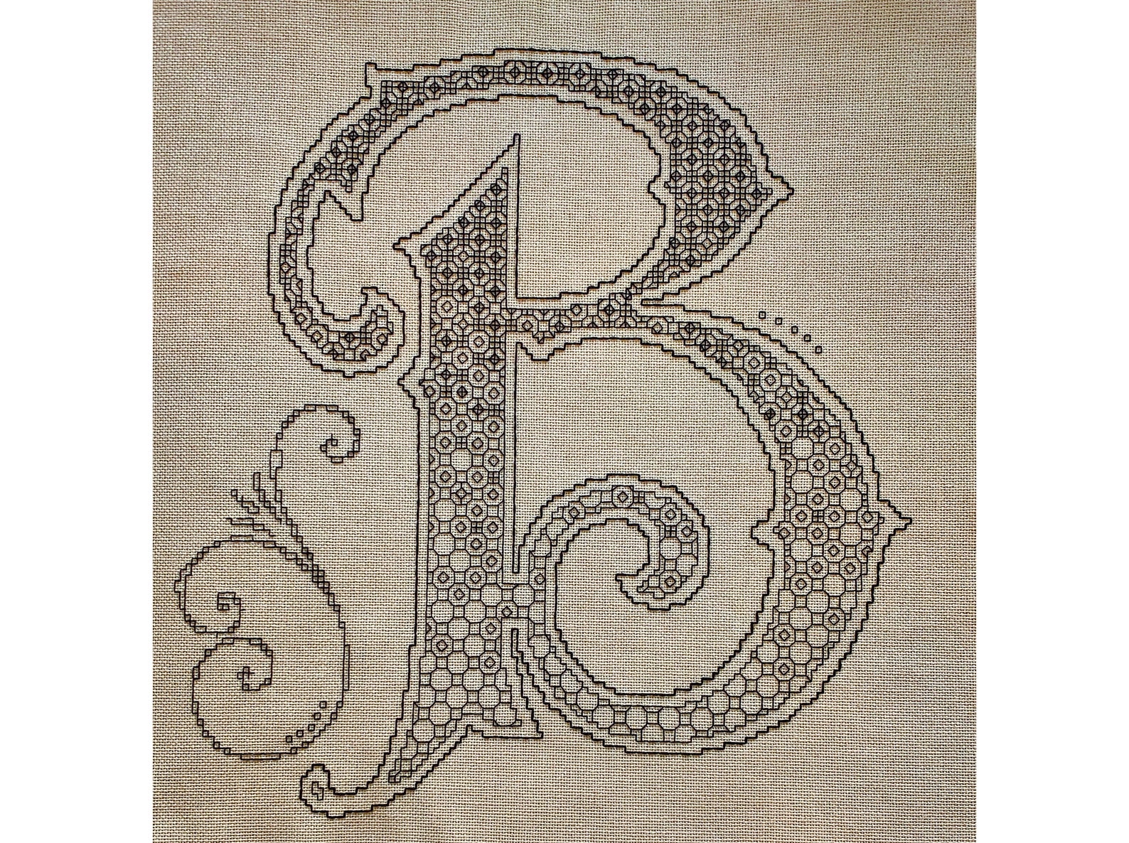 Blackwork Monogram 3 - Letter B Needlework Pattern - Etsy