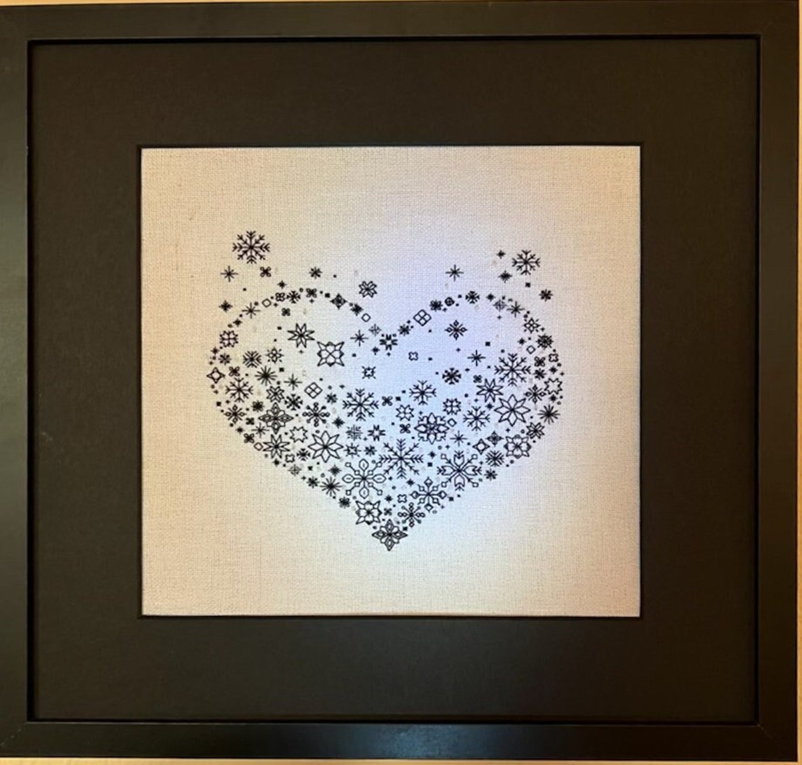 Winter Heart 14 Count Snowflake Blackwork Pattern, Blackwork Valentine ...