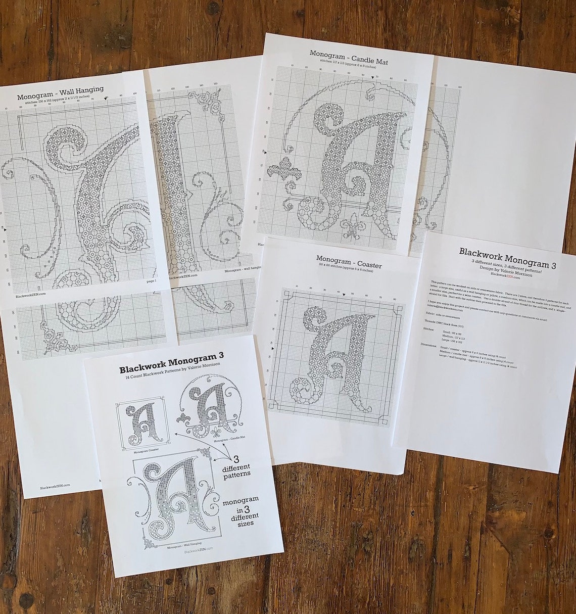 Blackwork Monogram Alphabet Bundle Letters A to Z - Etsy