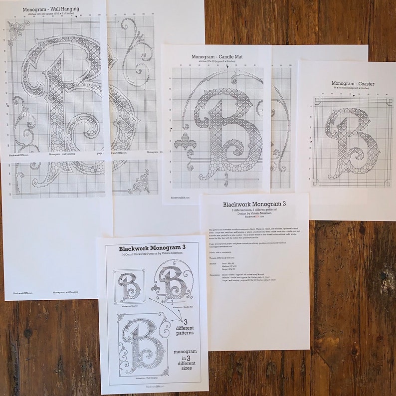Blackwork Monogram Alphabet Bundle Letters A to Z - Etsy