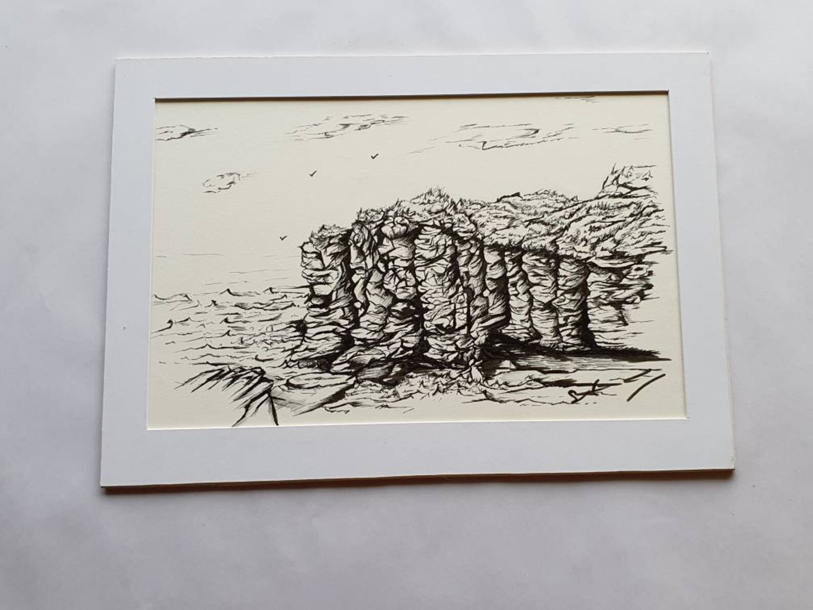 Original Seascape England/ Pen and Ink Drawing/ Coastal Wall Art ...