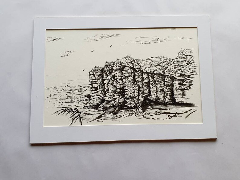 Original Seascape England/ Pen and Ink Drawing/ Coastal Wall Art ...