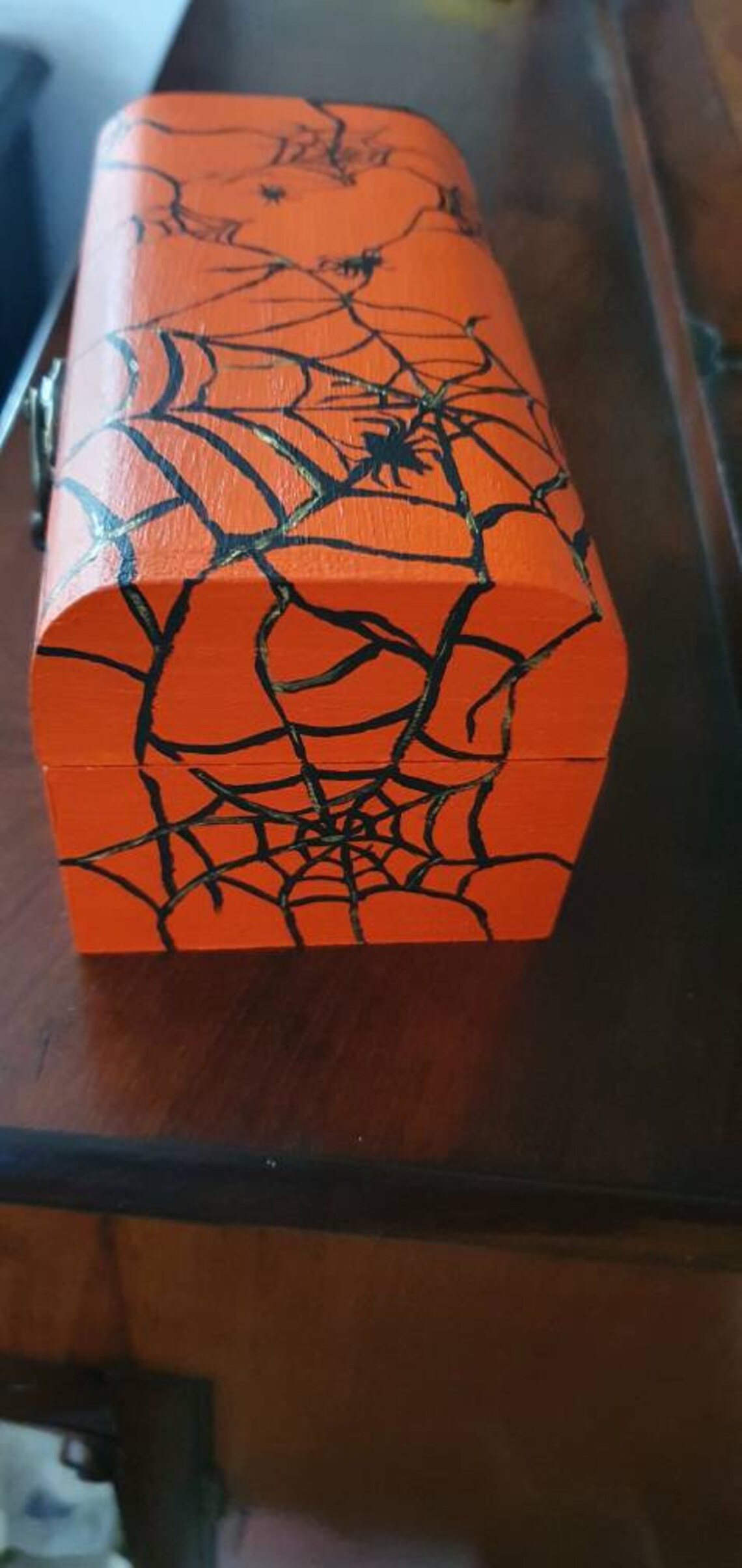 Handpainted Halloween Spiders Web Jewellery and Memory Trinket Box ...