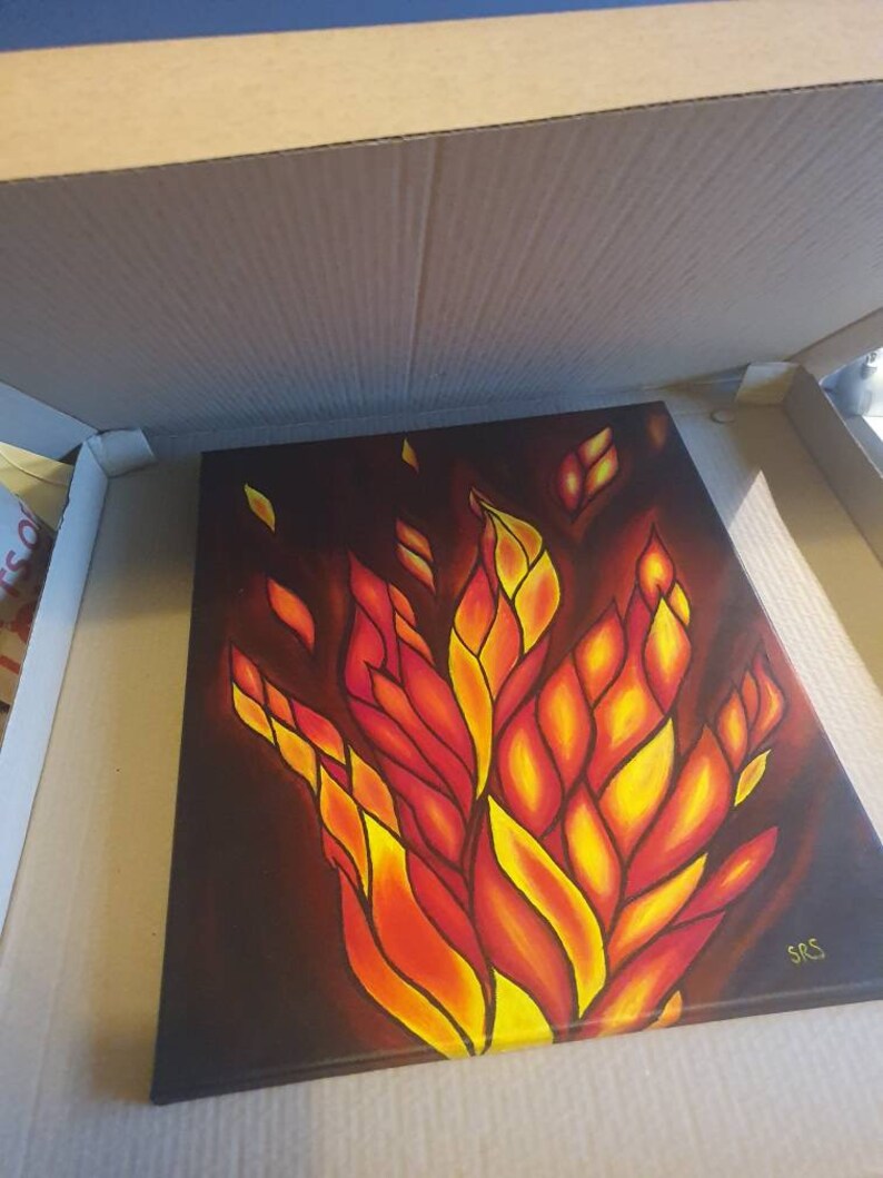 Fire Flame Acrylic Fire Painting on Canvas Red Yellow - Etsy