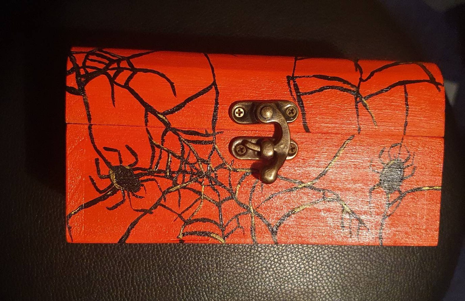 Handpainted Halloween Spiders Web Jewellery and Memory Trinket Box ...