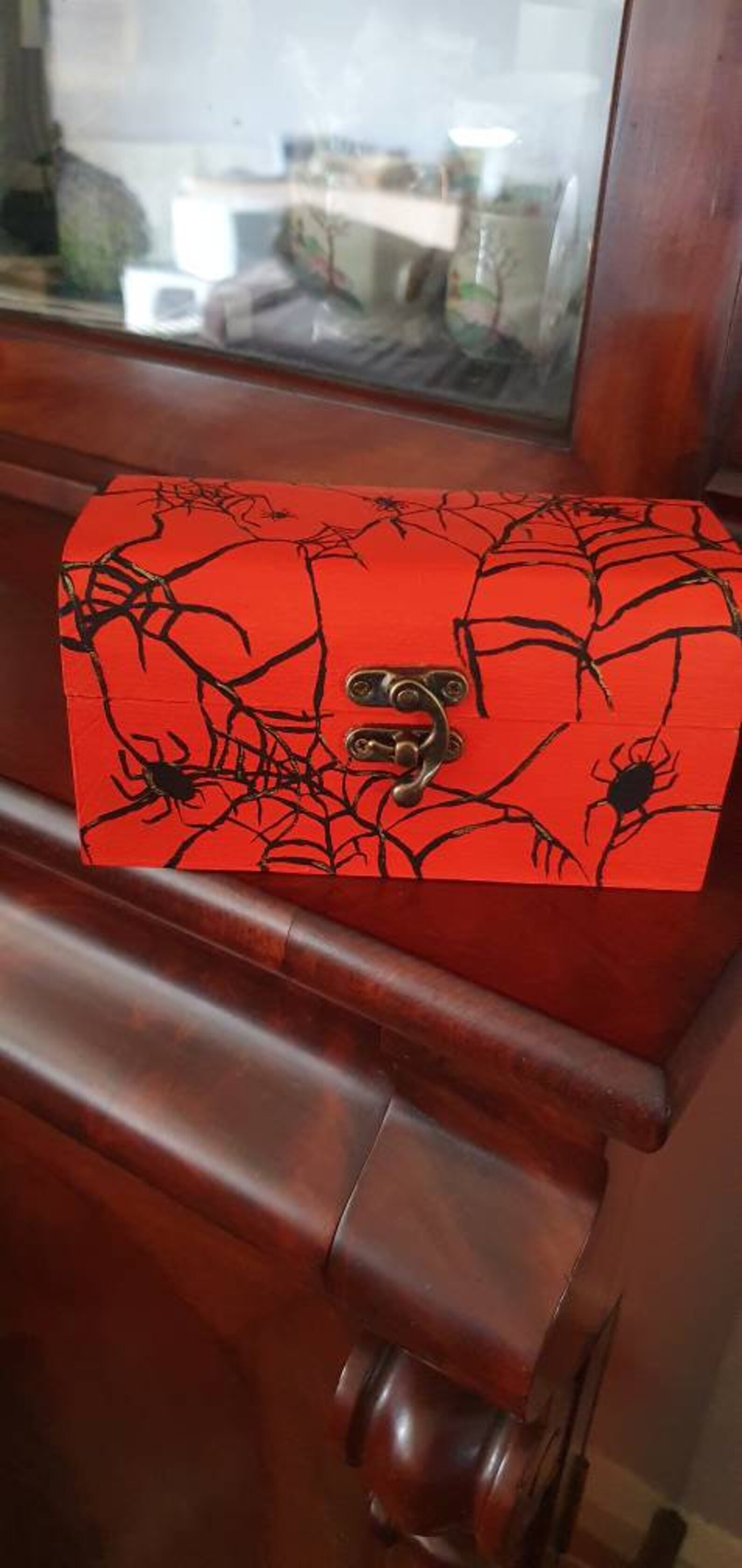 Handpainted Halloween Spiders Web Jewellery and Memory Trinket Box ...