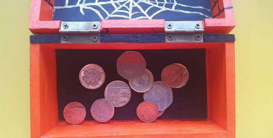 Handpainted Halloween Spiders Web Jewellery and Memory Trinket Box ...